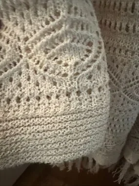 Pink Lily | Sweaters | Pink Lily Cream Openfront Crochet Fringe ...